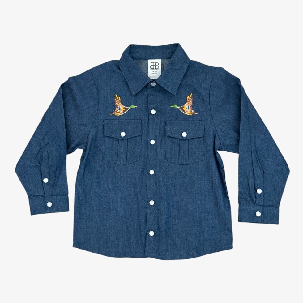 Redford Pearl Snap | Mallard Denim – Kid's Anthem